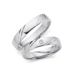Phoenix PH&Ouml;NIX Damen Trauring "Schmuck", 50, 0,02 SI = kleine Einschl&uuml;sse mit Brillant, Silber 925 (Sterlingsilber), 4mm, silber, Silber 925