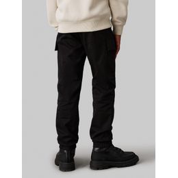 Jungen Sweathose "ESSENTIAL WOVEN CARGO PANTS", schwarz, Gr. 12, Calvin Klein Jeans, Web, Obermaterial: 98% Baumwolle, 2% Elasthan, Hosen, f&uuml;r Kinder