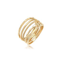 Elli Damen Ring-Set "Stapelring Stacking Boho Set (5 tlg.) 925 Sterling Silber", 52mm, ohne Stein, Silber 925 (Sterlingsilber), gold, Silber 925