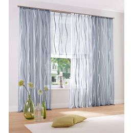 Gardine my home, B:140cm H:265cm, grau, Voile, Polyester, Wohnzimmer, Gardinen, "Dimona", 2er-Set, transparent, Voile, Polyester