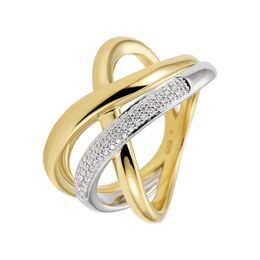 Jobo Damen Diamantring, 56, SI = kleine Einschl&uuml;sse, Diamanten Gelbgold 585 Wei&szlig;gold 585, gelb, Diamanten, Gelbgold 585, Wei&szlig;gold 585, Fingerringe,