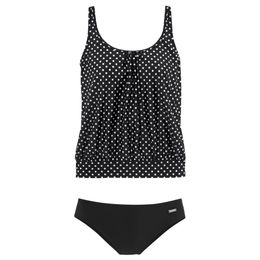 Lascana Damen Oversize-Tankini, schwarz-wei&szlig;, Gr. 38, gepunktet, Polyamid, Bikini-Sets, im modischen P&uuml;nktchen-Design