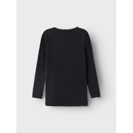 name it M&auml;dchen Langarmshirt "NMFKAB LS TOP NOOS", schwarz, Gr. 98, unifarben, Feinripp, Obermaterial: 57% Baumwolle, 38% Modal, 5% Elasthan, Shirts,