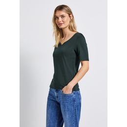 Street One Damen T-Shirtevernight gr&uuml;n, Gr. 36, unifarben, Web, 50% Baumwolle, 50% Modal, Shirts, im soften Baumwoll-Mix