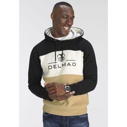DELMAO Herren Kapuzensweatshirt, schwarz, Gr. L, bedruckt, angeraute Sweatware, Obermaterial: 60% Baumwolle, 40% Polyester. Kapuzenfutter: 60%