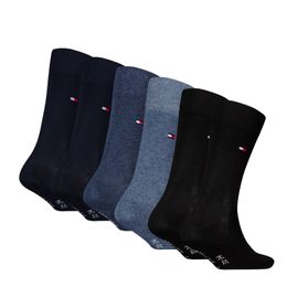 Tommy Hilfiger M&auml;dchen Socken "TH CHILDREN SOCK TH BASIC 6P ECOM", Gr. 35, blau, Baumwollmischung, Socken, Mit kleinem Rippenb&uuml;ndchen und Logo
