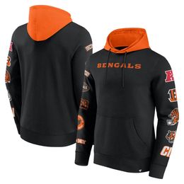 Fanatics Damen Kapuzenpullover "Fanatics Hoodie Cincinnati Bengals Patched Out Fleece", schwarz, Gr. L, 60% Baumwolle, 40% Polyester, Pullover