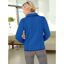 Casual Looks Damen Fleecejacke, blau, Gr. 36, gemustert, unifarben, 100% Polyester, Jacken