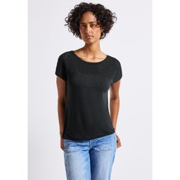 Street One Damen T-Shirt, grün, Gr. 36, unifarben, Stoff, 95% Viskose, 5% Elasthan, Shirts, aus elastischem Materialmix
