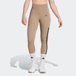 Damen Trainingstights "OPT 3S 1/1", braun, Gr. M, adidas Performance, Obermaterial: 77% Polyester, 23% Elasthan, Hosen