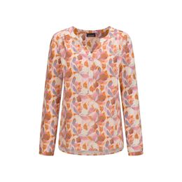 GOLDNER Damen Schlupfbluse "Langarmbluse mit V-Ausschnitt, Print", orange, Gr. 38, Obermaterial: 100% Viskose CV., Blusen