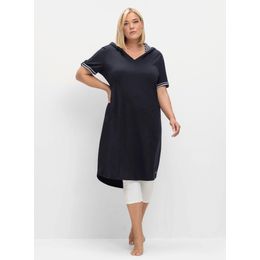 sheego Damen Shirtkleid "Shirtkleid", blau, Gr. 44, unifarben, 50% Baumwolle, 50% Modal, Kleider