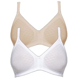SuSa Damen Bügelloser BH "2er Pack BH ohne Bügel Topsy", Gr. 80, weiß, Obermaterial: 40% Baumwolle CO. 30% Polyamid PA. 30% Elasthan EL., BHs