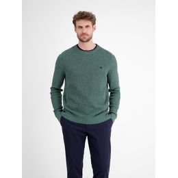 Lerros Herren Strickpullover, blau, Gr. XXXL, bestickt, unifarben, Strick, Obermaterial: 100% Baumwolle, Pullover, mit Logo-Stickerei und in