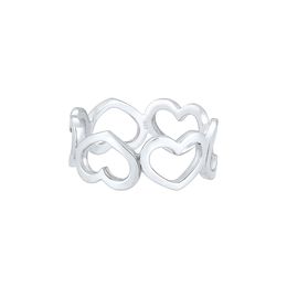 Elli Damen Fingerring "Bandring Herzen Symbol Cut-Out Trend 925er Silber", 58mm, ohne Stein, Silber 925 (Sterlingsilber), 8mmsilber, Silber 925
