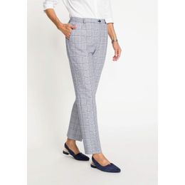 GOLDNER Damen 2-in-1-Hose "Karohose Carla", blau, Gr. 42, Obermaterial: 46% Baumwolle CO. 32% Polyester PES. 17% Viskose CV. 5% Elasthan EL., Hosen