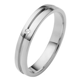 Firetti Damen Trauring "Schmuck Geschenk Gold 750 Hochzeit Ehering "LIEBE"", 56, 0,02 SI = kleine Einschl&uuml;sse mit Brillant, Wei&szlig;gold 375, 3,5mm,