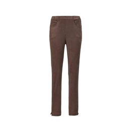 GOLDNER Damen 2-in-1-Hose "Bi-elastische Hose in superweichem Veloursleder-Look", beige, Gr. 38, Obermaterial: 90% Polyester PES. 10% Elasthan EL.,