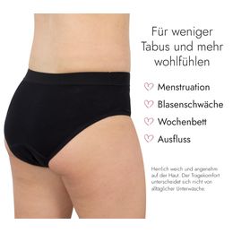 Hydas Damen Inkontinenzslip "aus Baumwolle mit integrierter Saugeinlage und weichem Bund", 54/56, schwarz, Obermaterial: 95% Baumwolle, 5% Elasthan,