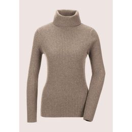 Madeleine Mode MADELEINE Damen Longpullover "Kaschmirpullover Rollkragenpullover aus Kaschmir"cappuccino, melange, Gr. 48, Obermaterial: 100% Kaschmir WS., Pullover