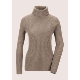 Madeleine Mode MADELEINE Damen Longpullover "Kaschmirpullover Rollkragenpullover aus Kaschmir"cappuccino, melange, Gr. 48, Obermaterial: 100% Kaschmir WS., Pullover