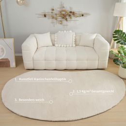 Hochflor-Teppich Bruno Banani, B:100cm H:25mm L:150cm, beige, Kunstfaser, Teppiche, "Rabbit 2 Bean, Kunstfell Teppich, Modern, besondere Form",