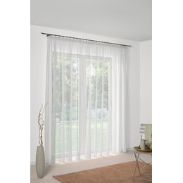 Gardine WIRTH, B:600cm H:125cm, wei&szlig;, Polyester, Wohnzimmer, Gardinen, "Undine"
