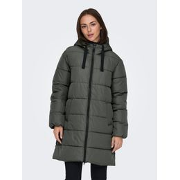 Only Damen Steppmantel "ONLCLAIR PUFFER HOOD COAT OTW CC", grau, Gr. S, unifarben, Steppware, Obermaterial: 100% Polyester, Mäntel