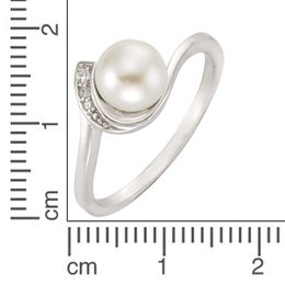 ZEEme Damen Fingerring "Silber 925 rhodiniert mit wei&szlig;er Perle & Zirkonia", 052 (16,6), Silber 925 (Sterlingsilber), wei&szlig;, Silber 925