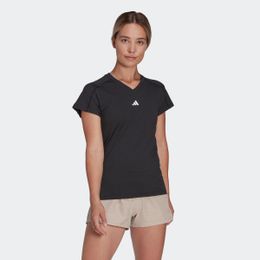 Damen T-Shirt "AEROREADY TRAIN ESSENTIALS MINIMAL BRANDING V-NECK", schwarz, Gr. S, adidas Performance, clean, Obermaterial: 93% Polyester, 7%