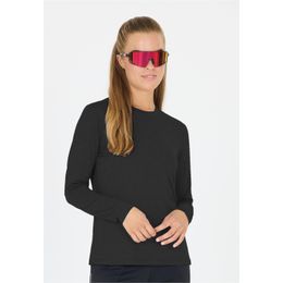 Langarmshirt Endurance "Alvaly", Damen, Gr. 36, schwarz, 90% Polyester, 10% Elasthan, unifarben, kurz, Rundhals, Shirts Langarmshirt, mit 4-Wege-Stretch und Quick Dry-Technologie
