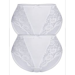 Sassa Mode SASSA Damen Miederslip "2er Pack Miederslip CLASSIC LACE", Gr. 44, wei&szlig;, Obermaterial: 85% Polyamid PA. 15% Elasthan EL., Unterhosen