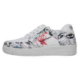 DOGO Damen Sneaker "Dice Low-Top Sneaker Marvin The Martian Stencil Damen Sneaker", Gr. 41, wei&szlig;, Lederimitat, Schuhe, Handgefertigt
