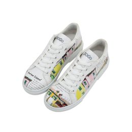 DOGO Damen Sneaker "Ace Low-Top Sneaker The Wise Owl Damen Sneaker", Gr. 36, wei&szlig;, Lederimitat, Schuhe, Handgefertigt