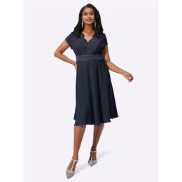 Lady Damen Cocktailkleid "Cocktailkleid", blau, Gr. 36, unifarben, 100% Polyester, Spitze:10% Elasthan, 90% Polyamid, Kleider