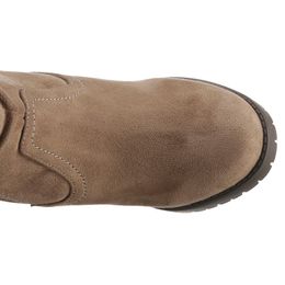 ANISTON SHOES Damen Stiefel, Gr. 42, beige, Textil, Veloursleder, unifarben, Schuhe, mit Raffungen am slouchy Schaft
