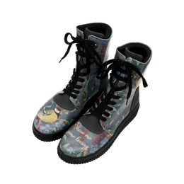DOGO Damen Schnürboots "Future High Top Boots Show Me Some Loving Damen Stiefeletten", Gr. 36, blau, Lederimitat, Schuhe, Handgefertigt