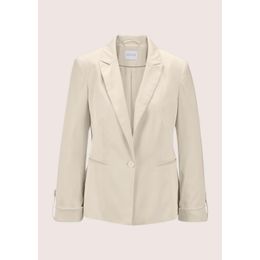 Madeleine Mode Jackenblazer MADELEINE "Blazer Der Kurzblazer mit Glanz-Effekt", Damen, Gr. 34, wei&szlig; (perlwei&szlig;), Obermaterial: 60% Polyester PES. 38% Baumwolle CO. 2% Elasthan EL., Blazer