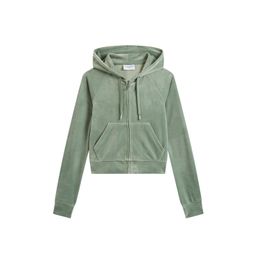 Juicy Couture Damen Kapuzennickijacke "MADISON HOODIE_ Damen", gr&uuml;n, Gr. XS, 95% POLYESTER, 5% ELASTAN, Jacken, Trainingsjacke Damen, Sweatjacke mit