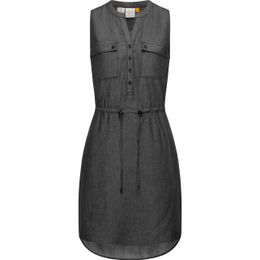 Ragwear Damen Shirtkleid "Roisin Denim", blau, Gr. L, Obermaterial: 60% Baumwolle, 40% Viskose, Kleider, stylisches Sommerkleid mit Bindeband