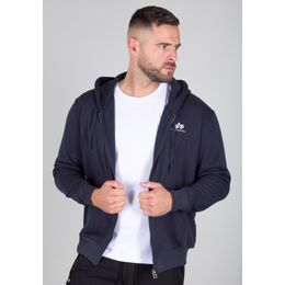 Herren Hoodie "Basic Zip Hoodie SL", blau, Gr. M, Alpha Industries, Shell: 80% Cotton, 20% Polyester, Sweatshirts