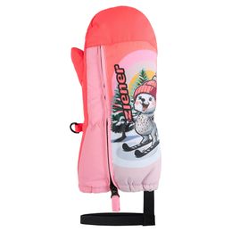 Ziener Kinder F&auml;ustlinge "LEON-Z Kinder"neon pink, Gr. 1, Polyester, Handschuhe, wasserabweisend, windabweisend, atmungsaktiv, langer Rei&szlig;verschluss