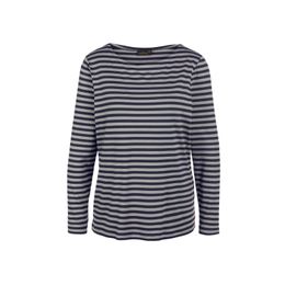 GOLDNER Damen Longpullover "Buntgewirktes Ringelshirt", blau, Gr. 44, Obermaterial: 95% Viskose CV. 5% Elasthan EL., Pullover