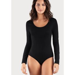 Vivance Damen Langarmbody, Gr. 32, schwarz, Single Jersey, Obermaterial: 95% Baumwolle, 5% Elasthan, unifarben, Basic, Bodys, aus elastischer
