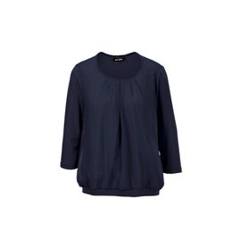 GOLDNER Damen Kurzarmbluse "Chiffon-Shirt mit 3/4-Arm, Rundhals", blau, Gr. 46, Obermaterial: 95% Viskose CV. 5% Elasthan EL., Blusen