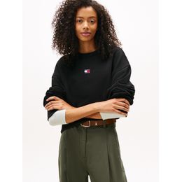Tommy Jeans Damen Sweatshirt "Sweatshirt TJW BXY BADGE", schwarz, Gr. XL, unifarben, Sweatware, Obermaterial: 100% Baumwolle, Sweatshirts, mit