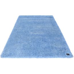 Hochflor-Teppich Tom Tailor HOME, B:50cm H:35mm L:80cm, blau, Kunstfaser, Teppiche, "Soft", handgetuftet, Uni-Farben, super weich und flauschig