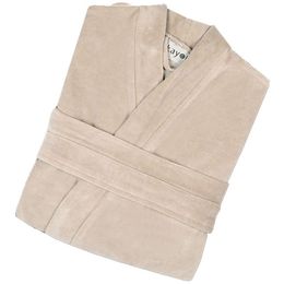 Unisex-Bademantel Kayori, L:103cm, beige, Baumwolle, Hausm&auml;ntel, "Mori", samtig weich