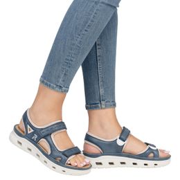 RIEKER SPORT Damen Sandale "Outdoorsandale", Gr. 41, blau, Lederimitat, Textil, Schuhe, Sommerschuh, Sandalette, Plateauabsatz, mit Klettverschl&uuml;ssen