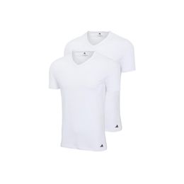 Herren T-Shirt "T-Shirt V-Neck Shirt Active Flex Cotton 2er Pack", wei&szlig;, Gr. S, adidas originals, Obermaterial: 95% Baumwolle CO. 5% Elasthan EL.,